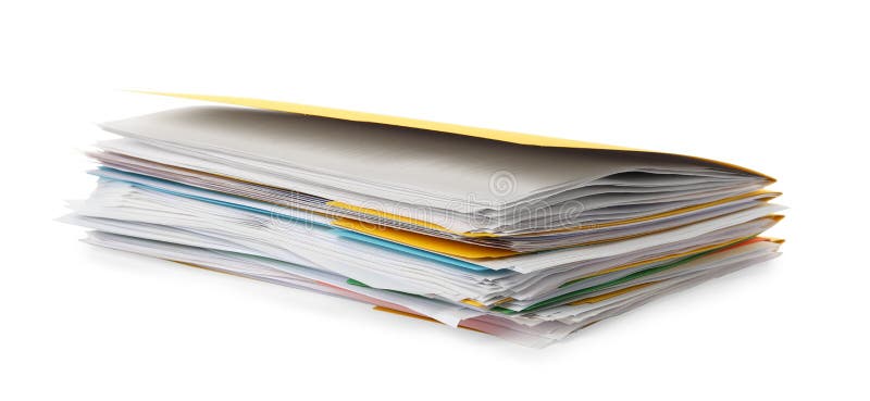 Stack of Different Files with Documents on White Background Stock Photo ...