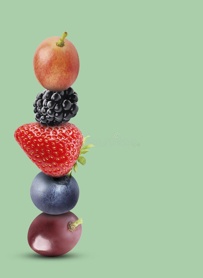 Stack of Different Fresh Tasty Berries on Pale Aquamarine Background ...