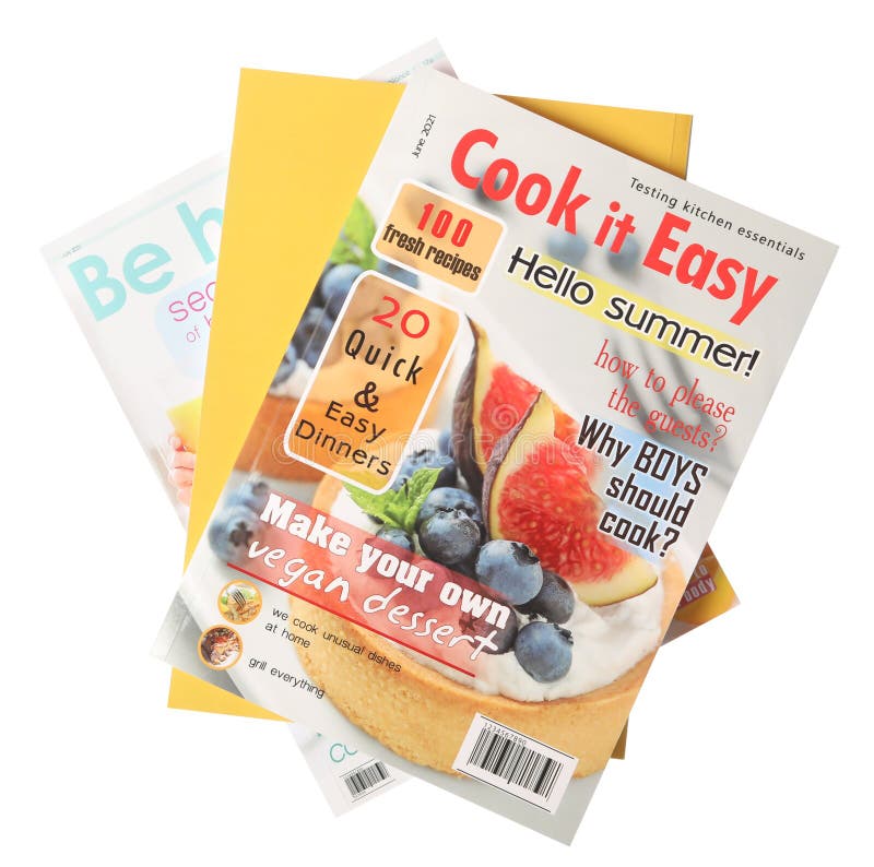 Stack of Magazines on White Background, Top View Stock Photo - Image of ...