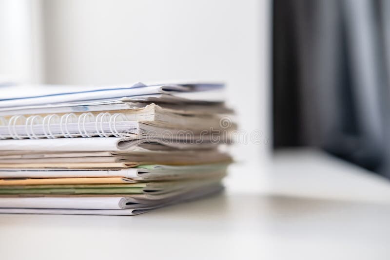 Stack of Different Notebooks on a White Windowsill, in Natural Light ...