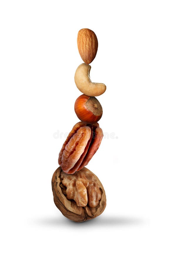 Stack of Different Nuts on White Background Stock Photo - Image of nuts ...
