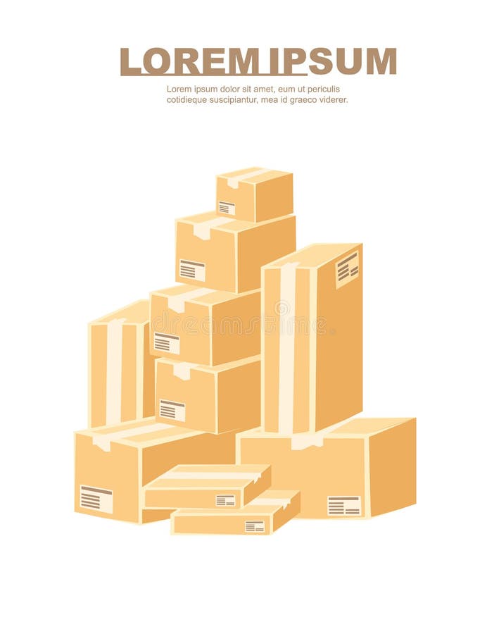 Stack of Different Parcel Packaging Box Set Cardboard Material Flat ...