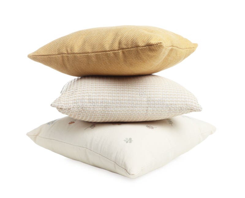 Stack of Different Pillows Isolated on White Stock Illustration ...