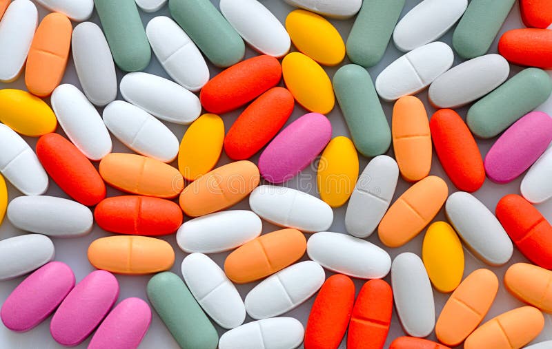 Stack of Different Pills Isolated on White Stock Photo - Image of multi ...