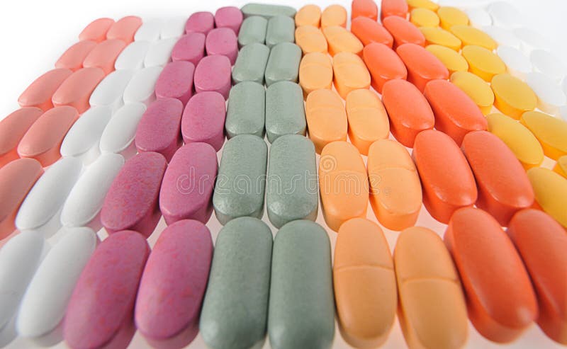 Stack of Different Pills Isolated on White Stock Photo - Image of multi ...
