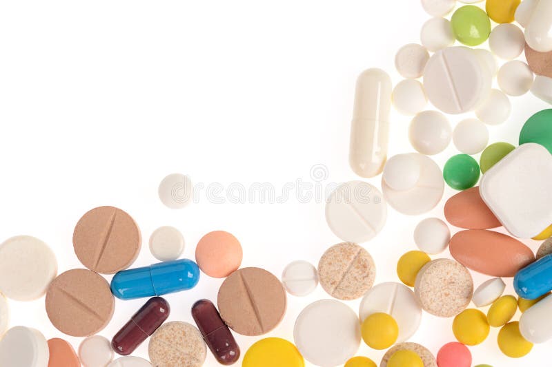 Stack of Different Pills Isolated Stock Photo - Image of full, group ...