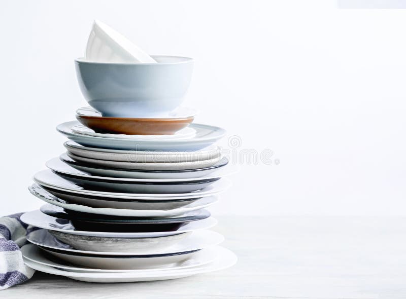 Stack of different plates stock photo. Image of fragile - 177335710
