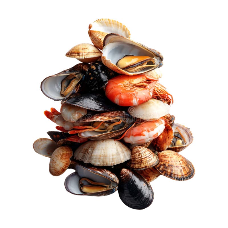 Stack of Different Seashells on Transparent Background - Ai Generated ...
