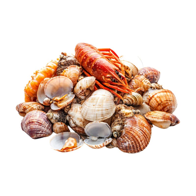Stack of Different Seashells on Transparent Background - Ai Generated ...