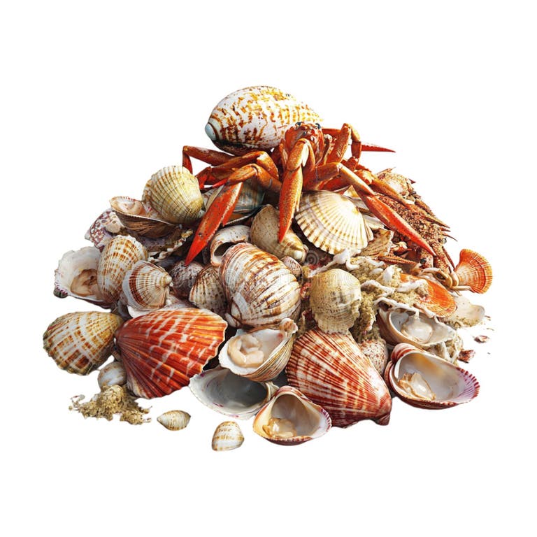 Stack of Different Seashells on Transparent Background - Ai Generated ...