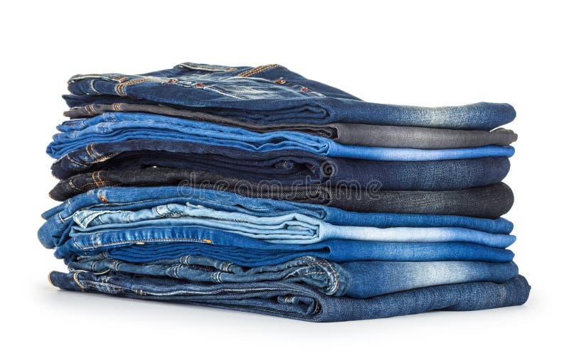 Stack of Different Shades of Blue Jeans Stock Image - Image of dark ...