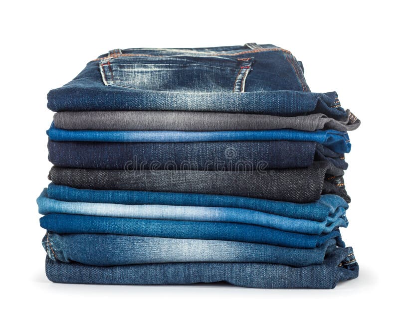 Stack of Different Shades of Blue Jeans Stock Image - Image of dark ...