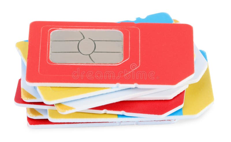 Stack of Different SIM Cards on White Background Stock Image - Image of ...