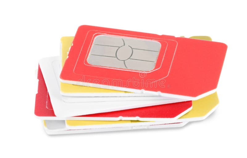 Stack of Different SIM Cards on White Background Stock Image - Image of ...