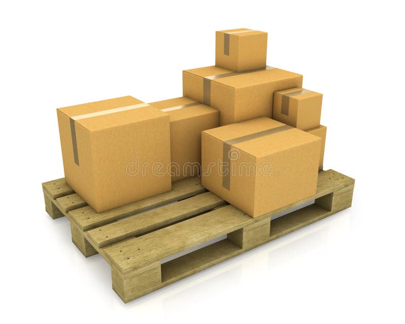 Stack of Different Sized Carton Boxes on Pallet Stock Image - Image of ...