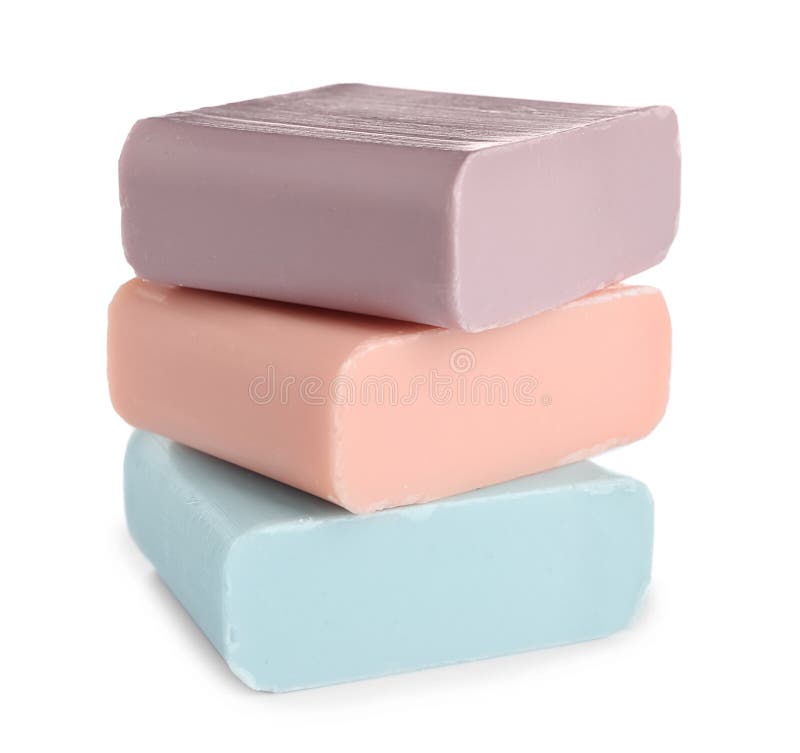 Stack of Different Soap Bars on White Background Stock Photo - Image of ...
