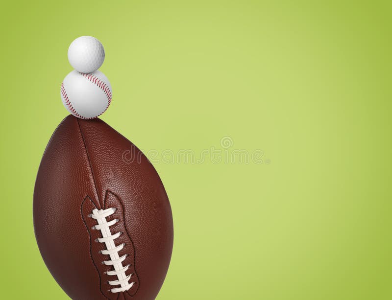 Stack of Different Sport Balls on Green Yellow Background, Space for ...