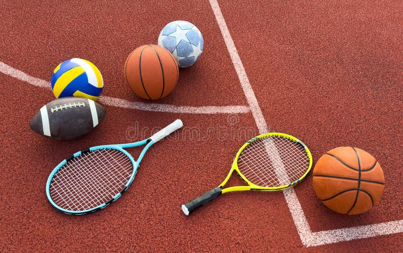 Stack of Different Sport Balls on Background Stock Image - Image of ...