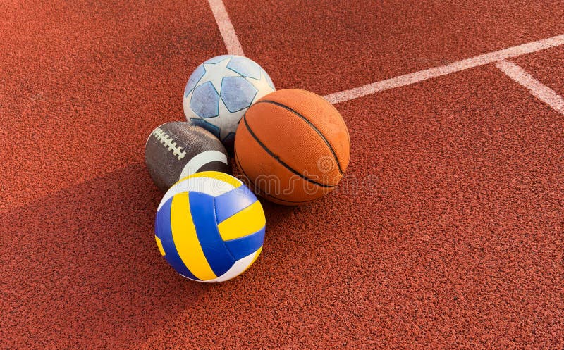Stack of Different Sport Balls on Background Stock Photo - Image of ...