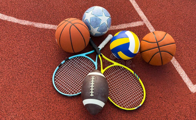 Stack of Different Sport Balls on Background Stock Photo - Image of ...