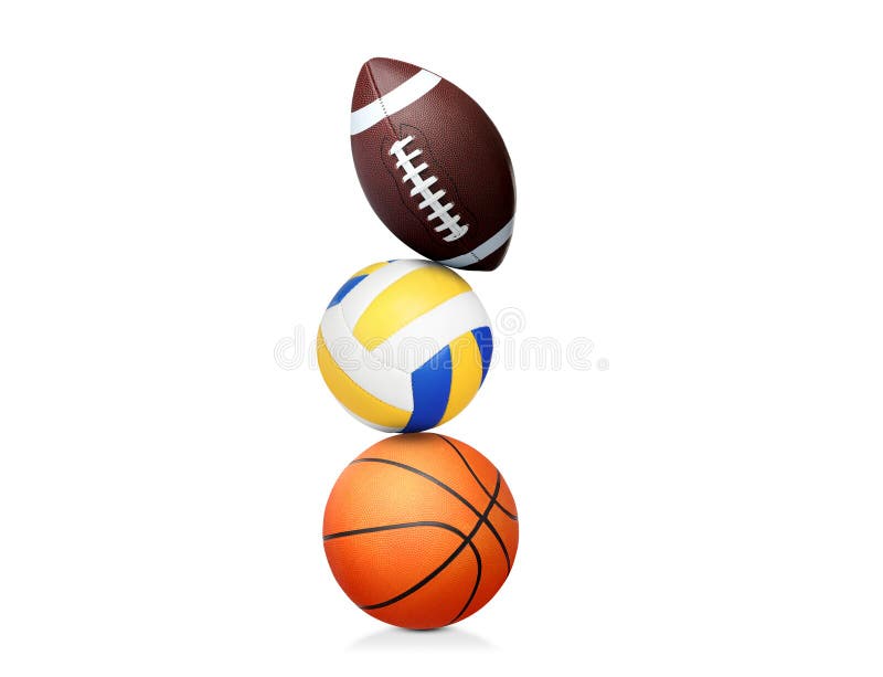 Stack of Different Sport Balls on White Background Stock Photo - Image ...