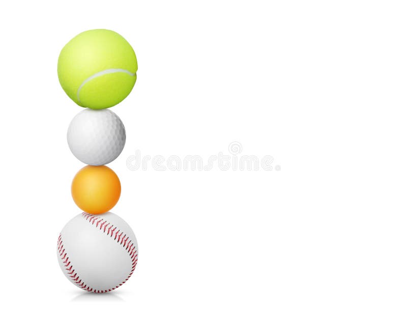 Stack of Different Sport Balls on White Background Stock Photo - Image ...