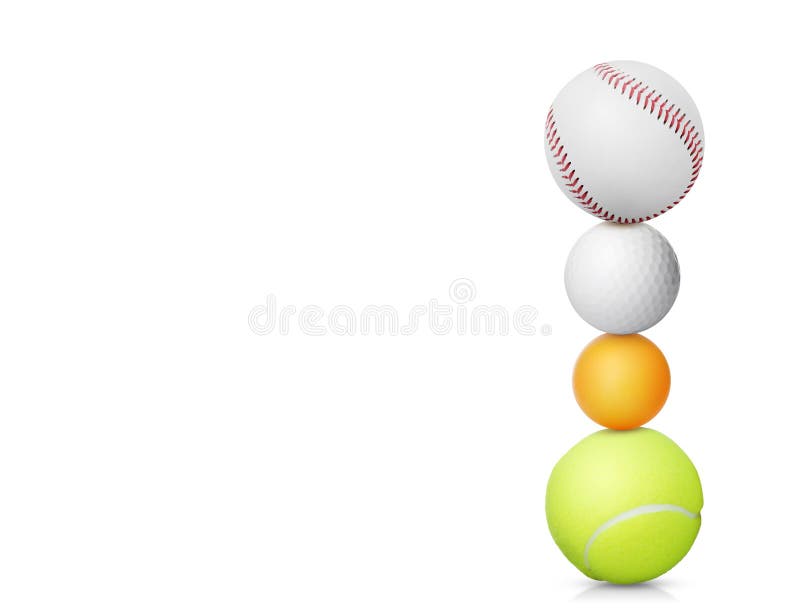 Stack of Different Sport Balls on White Background Stock Photo - Image ...