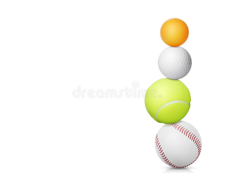 Stack of Different Sport Balls on White Background Stock Illustration ...