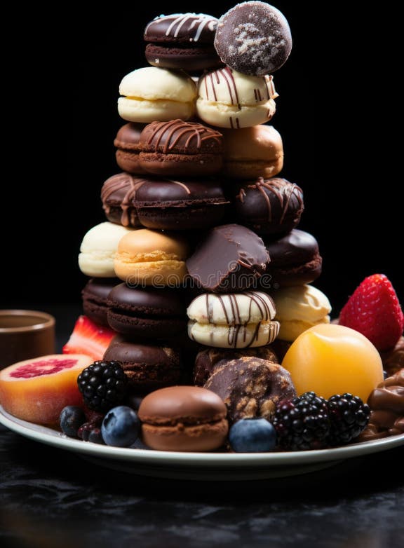 A Stack of Different Types of Desserts on a Plate, AI Stock Photo ...