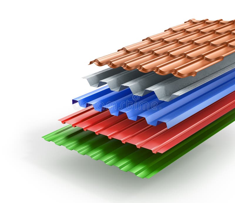 Stack of Different Types Metal Roof Coating. Stock Photo - Image of ...