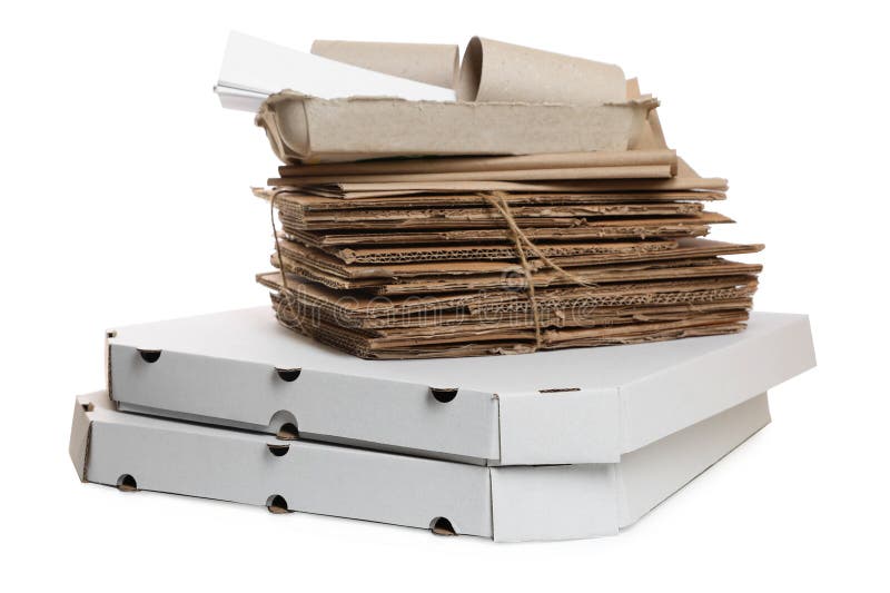 Stack of Different Waste Paper on White Background Stock Image - Image ...