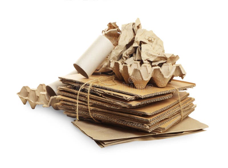 Stack of Different Waste Paper on White Background Stock Image - Image ...