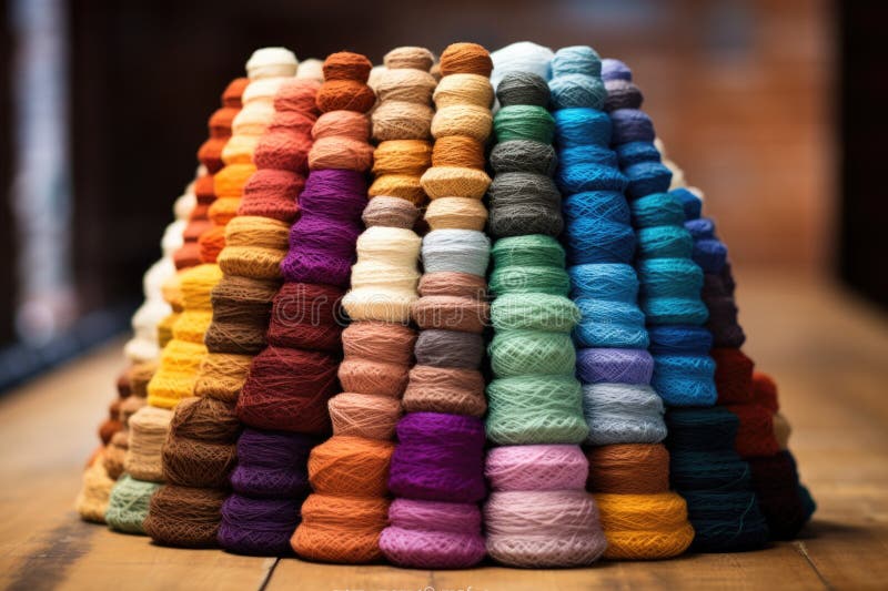 Stack of Differently Colored Yarns in a Textile Mill Stock Photo ...