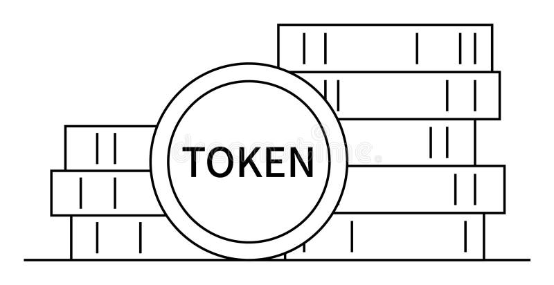Stack of Digital Tokens with Token Text Highlighting Cryptocurrency and ...