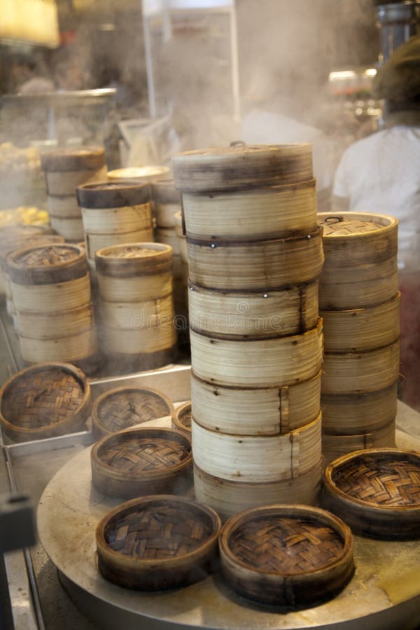 Stack of Dim Sum Bamboo Container Stock Photo - Image of snack, dinner ...