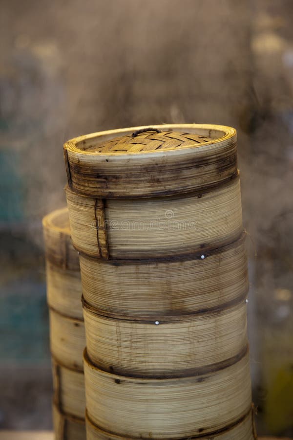 Stack of Dim Sum Bamboo Container Stock Image - Image of dumpling ...