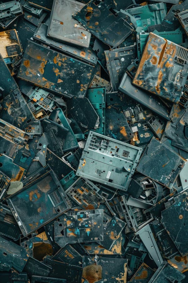 A Stack of Discarded Electronics with Wires and Components Visible ...