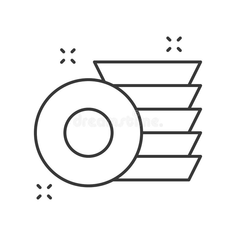 Stack of Dish, Cleaning Service Related, Outline Icon Stock Vector ...