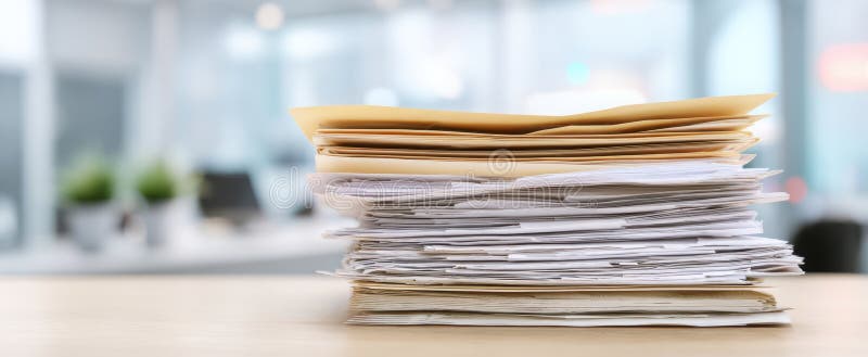 The Stack of Disorganized Papers on an Office Desk in Busy Workspace ...
