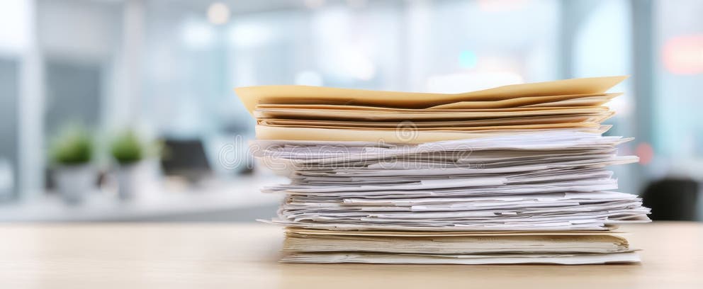 The Stack of Disorganized Papers on an Office Desk in Busy Workspace ...