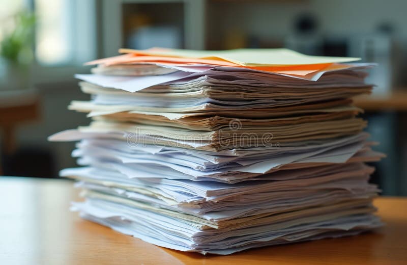 Pile of Paper Documents in the Office, Paper Trash, Waste Paper Stock ...