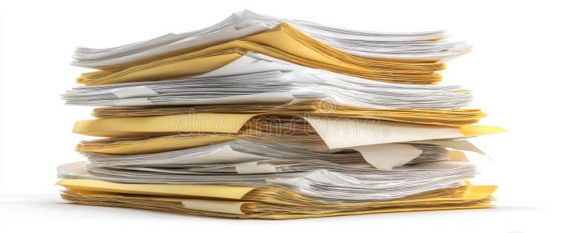 The Stack of Disorganized Paperwork and Files in an Office Setting. AI ...