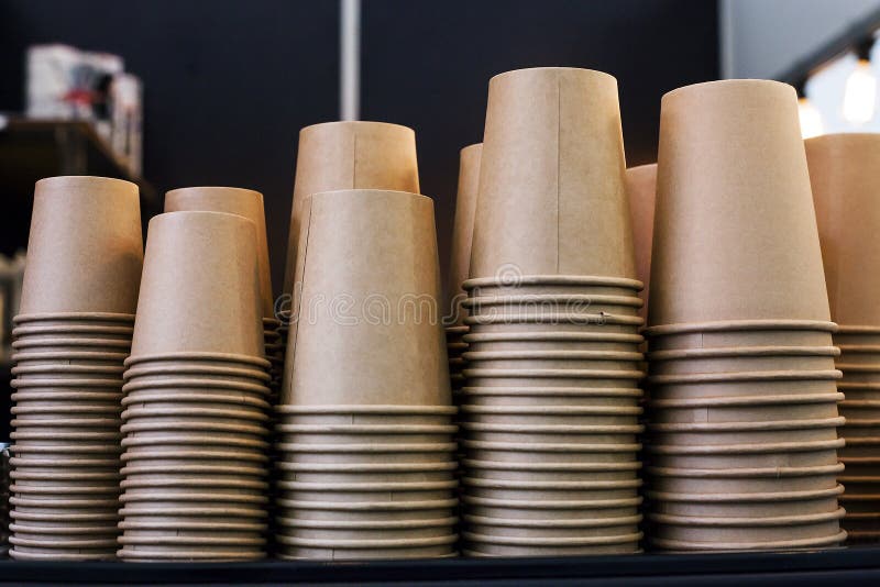 Stack of Disposable Coffee Cup, Selective Focus Stock Image - Image of ...