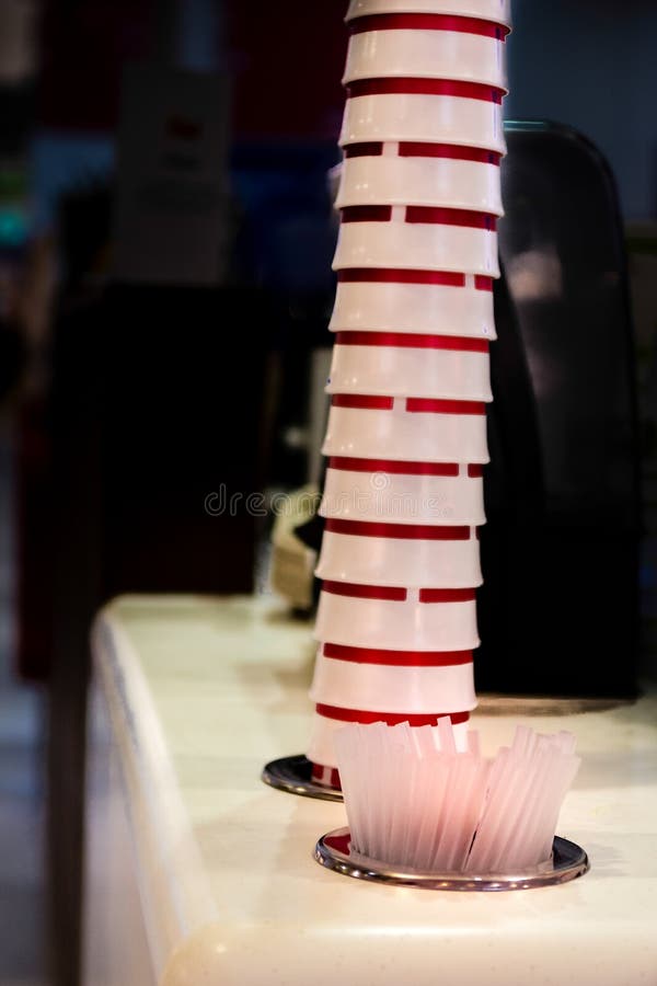 Stack of Cups and Straws stock image. Image of lunch - 125451529