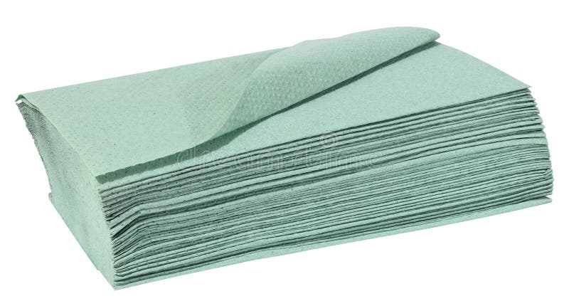 Stack of Disposable Green Paper Tissues for Face and Hands Isolated on ...