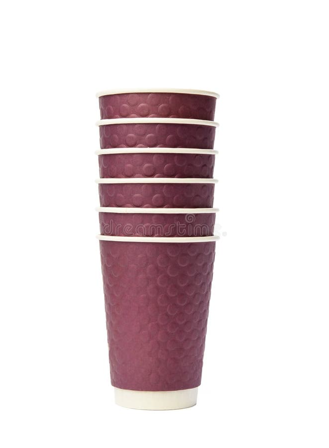 Stack of Disposable Paper Cups Isolated on White Background Stock Photo ...