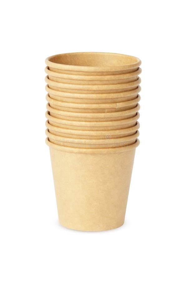 Stack of Disposable Paper Cups on White Background Stock Photo - Image ...