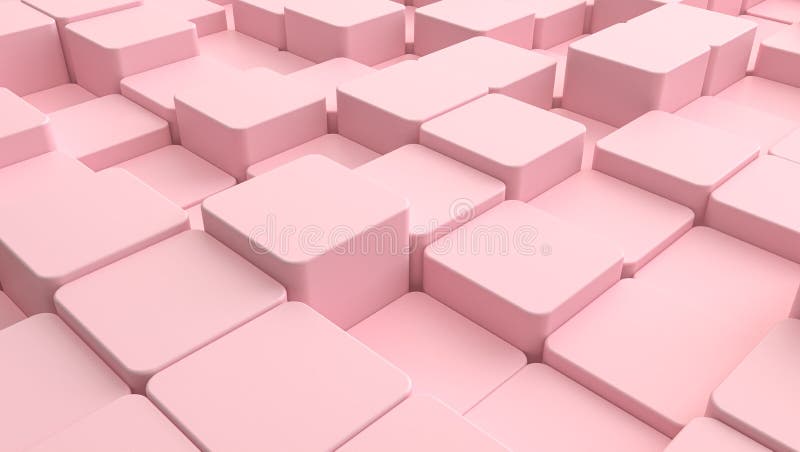 Stack of Distorted Pastel Pink Cube Boxes Background, 3d Rendering ...