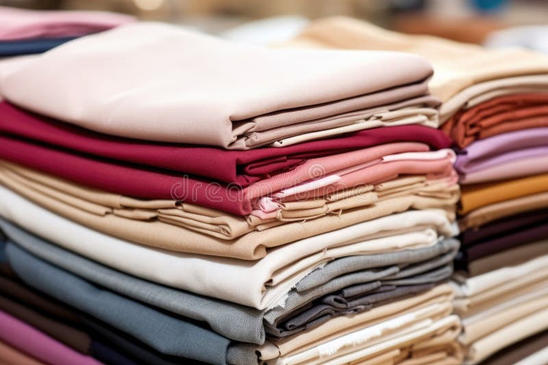 Stack of Diverse Fabric Samples with Labels Stock Photo - Image of ...