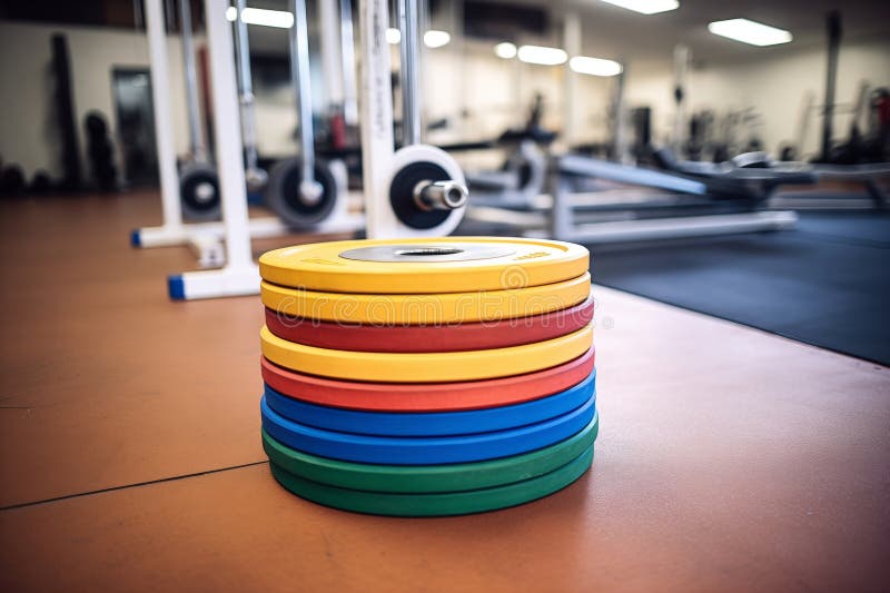 Stack of Diverse Sizes Weight Plates on the Gym Floor Stock Image ...